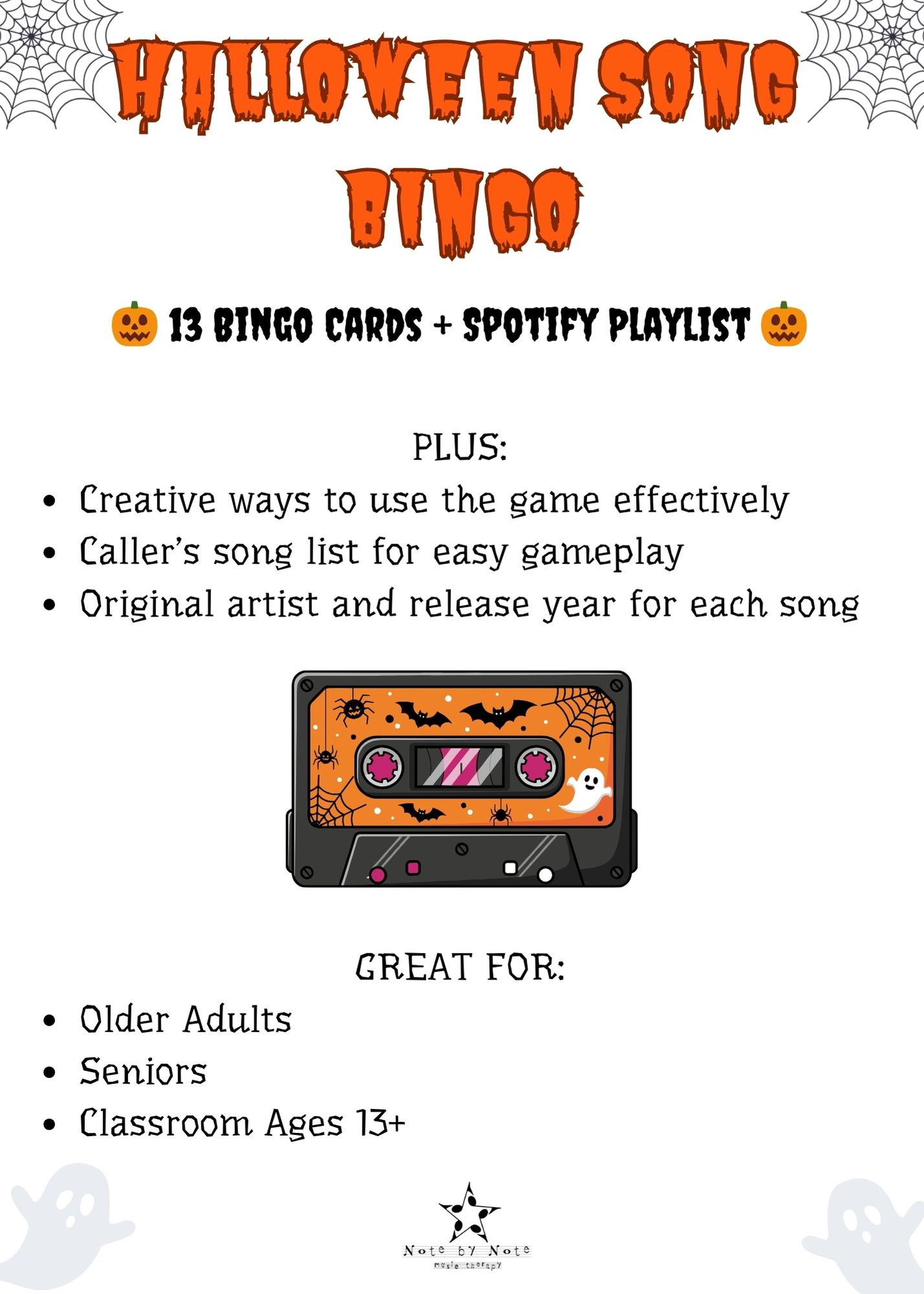 Halloween Song Bingo! - Note by Note Music Therapy